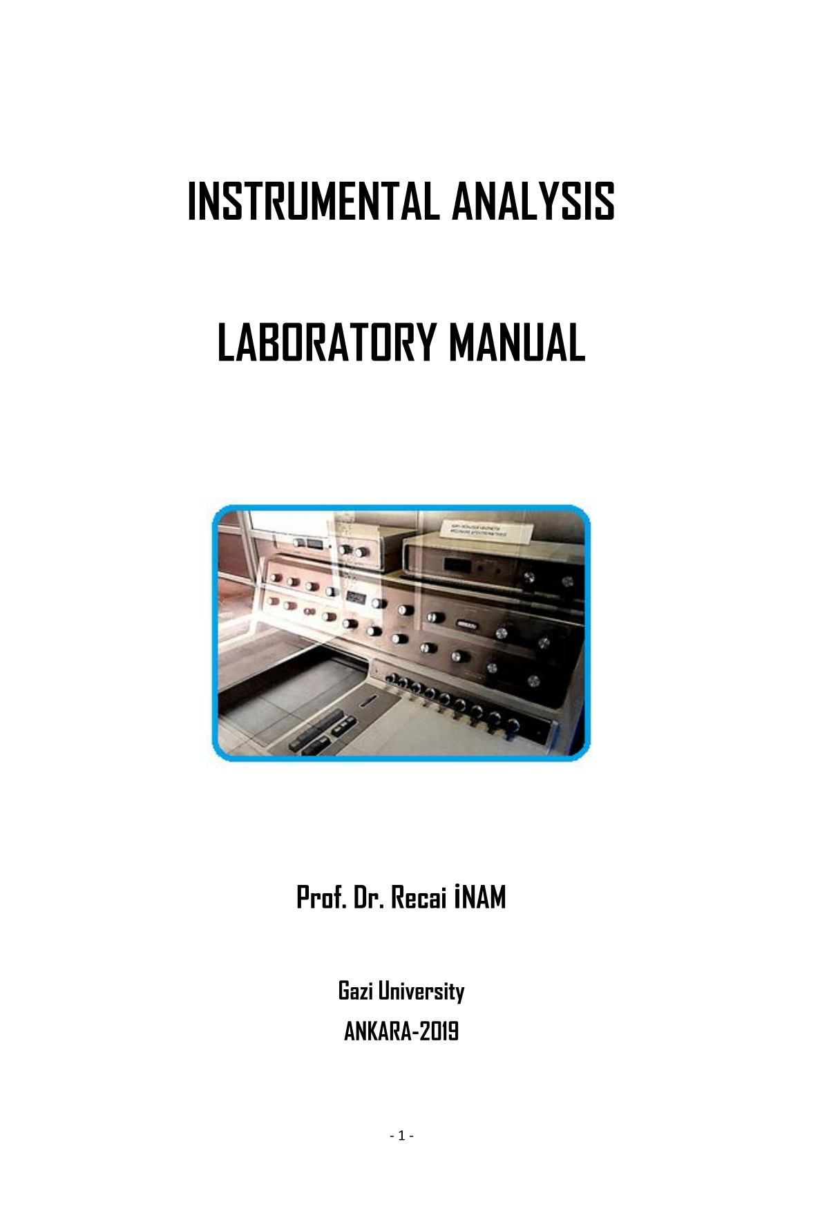 Instrumental Analysis Laboratory Manual | ADVERTI